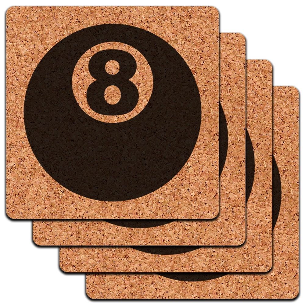 Eight Ball Pool Billiards Low Profile Cork Coaster Set - Walmart.com