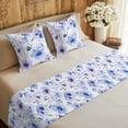 Bed Runner for King Size Bed, Purple Blue Spring Floral 3 Pcs Bedding ...