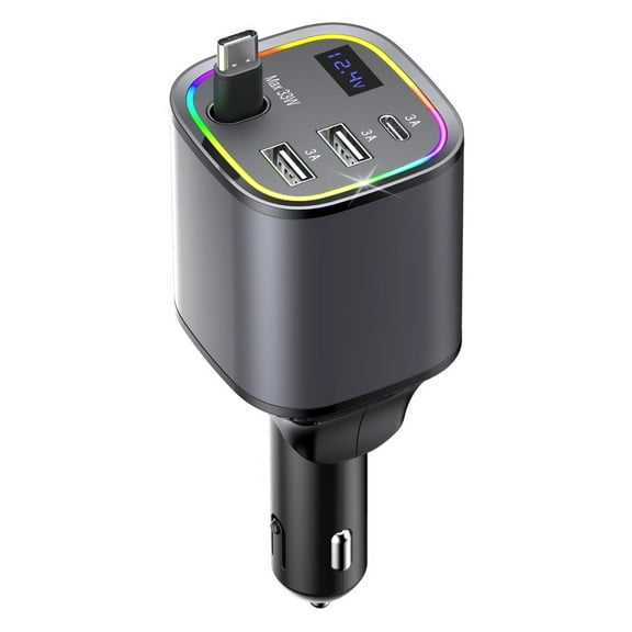 Smart Home 4 in 1 Retractable Car Charger 100W Fast USB Type-C ...