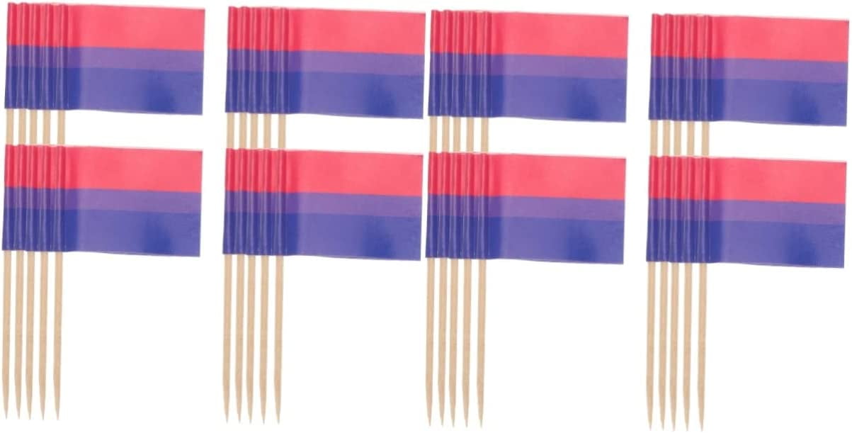 Wood Pcs Flag Pole Topper Block Print Napkins Rainbow Cupcake Toppers ...