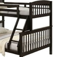 Bruke Twin/Full Size Bunk Bed with Ladder- Slatted Brown Solid Hardwood ...