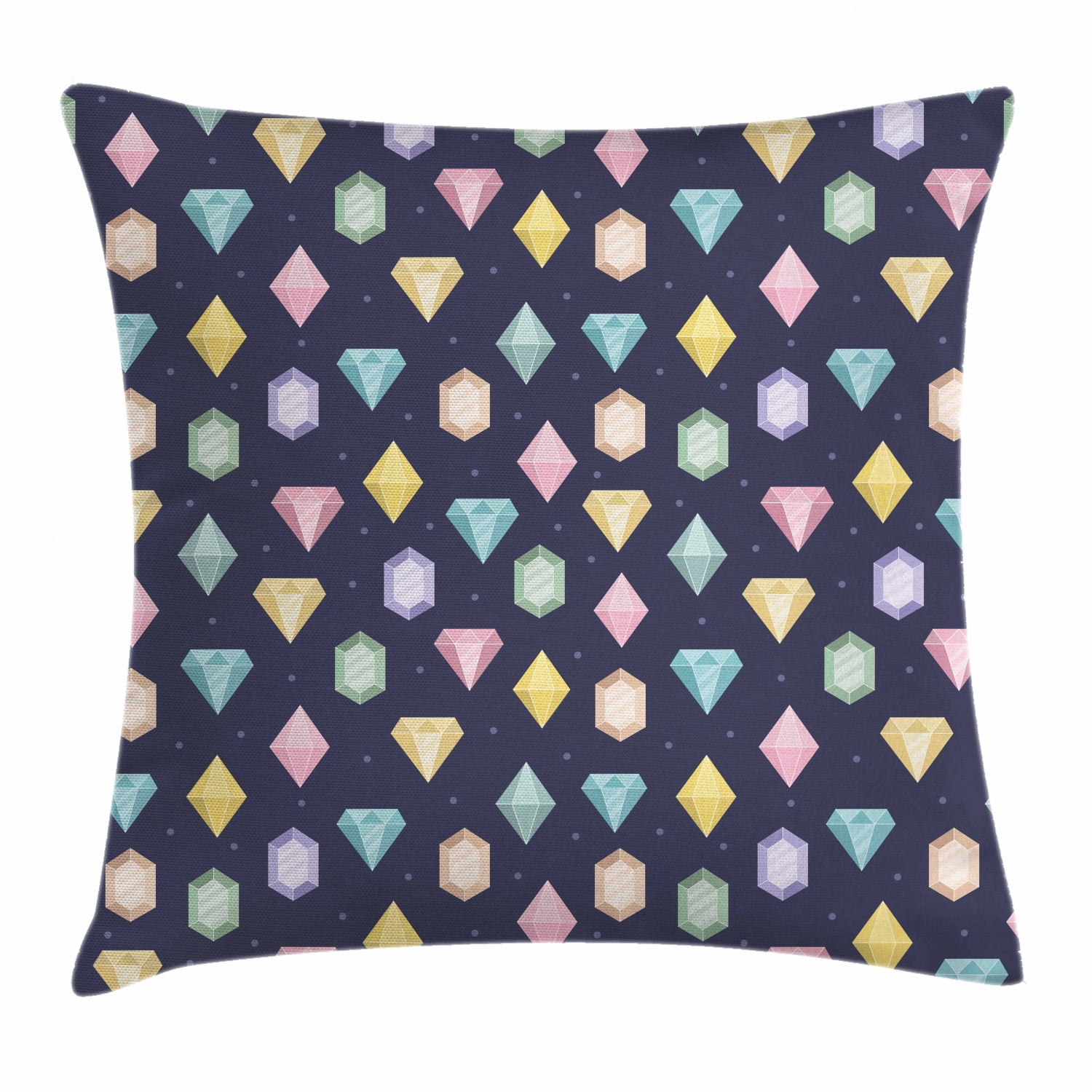 Colorful Throw Pillow Cushion Cover, Graphic Gemstones with Different ...