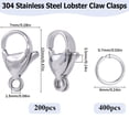 304 Stainless Steel Lobster Claw Clasps with Open Jump Rings Parrot ...
