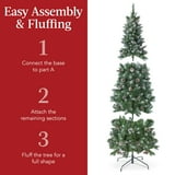 Best Choice Products 7.5ft Pre-Lit Partially Flocked Pencil Christmas ...