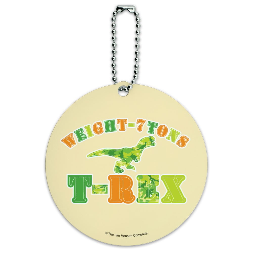 Dinosaur Train T-Rex Weight 7 Tons Round Luggage ID Tag Card Suitcase ...