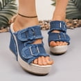 Blue Fashion Ladies Casual Round Head Comfy Slippers Beach Casual ...