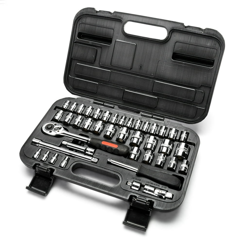 MAXPOWER 42-Piece 1/4" & 3/8" Dr. Socket Wrench Set - Walmart.com ...