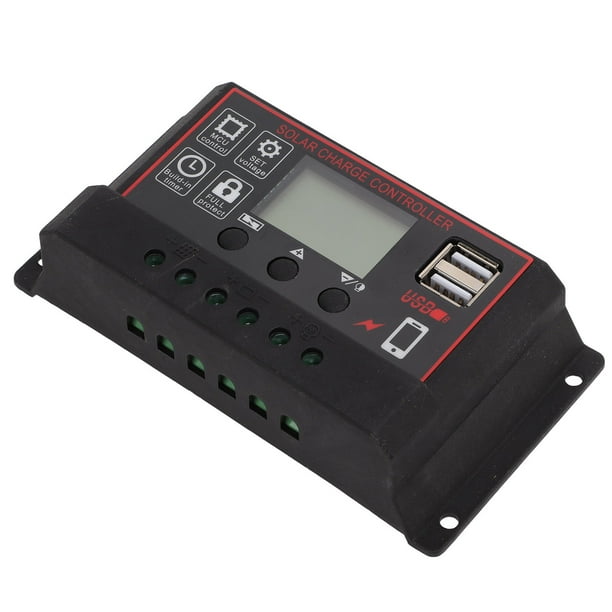 Solar Charge Controller Solar Panel Battery Intelligent Regulator with Dual USB Port 12V/24V PWM ...