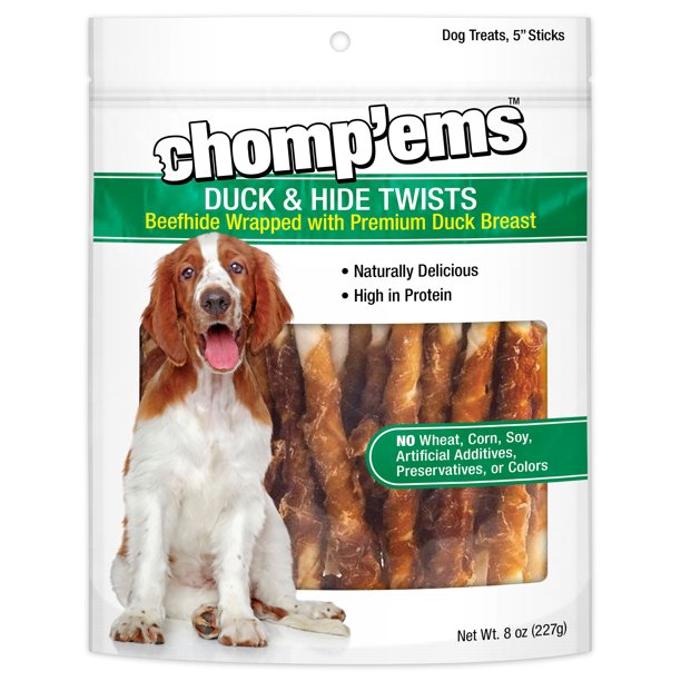 Chomp'ems Duck Hide Twists, 8 oz - All Natural Rawhide Wrapped with ...