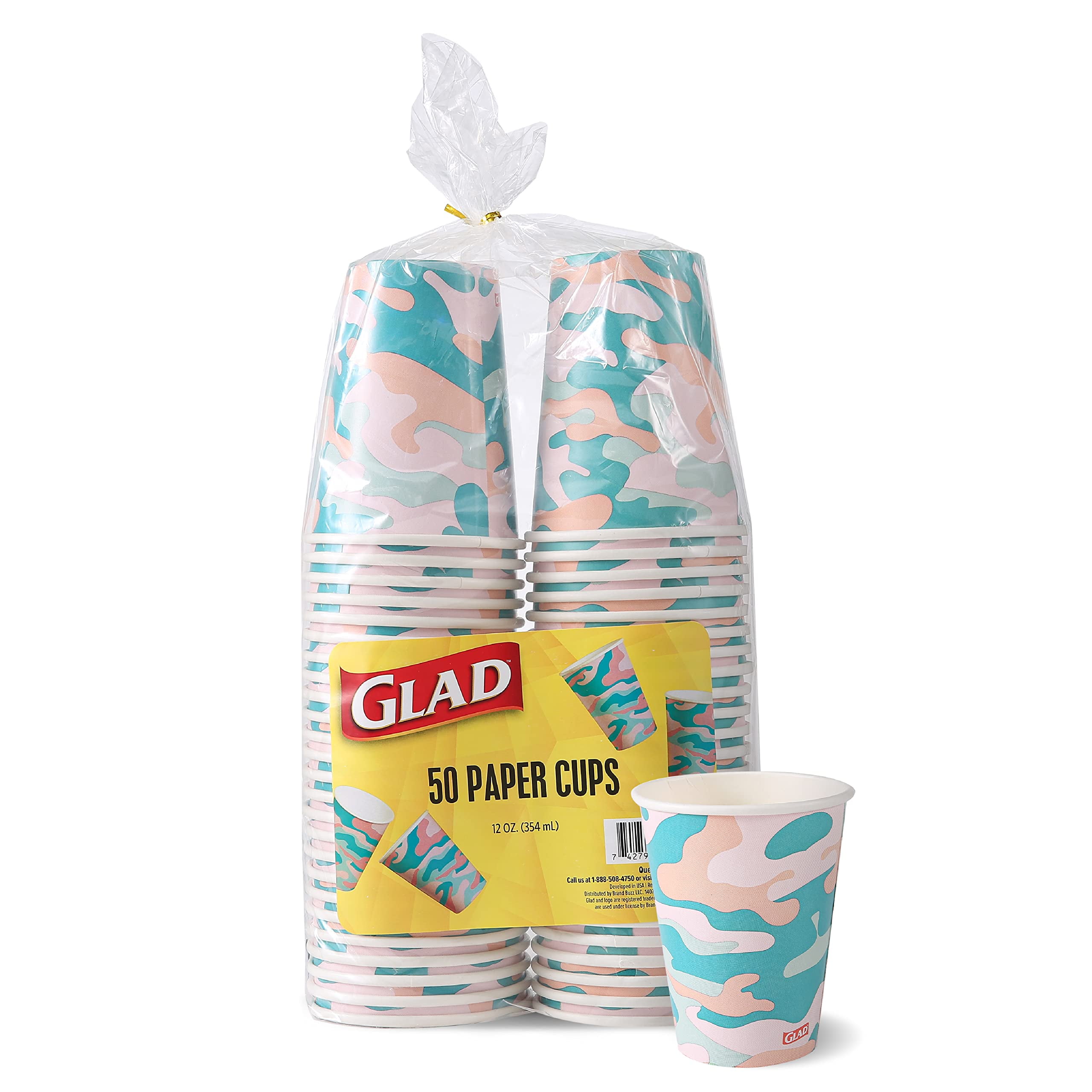 Glad Everyday Disposable Paper Cups with Camo Design (12 oz, 50 Count ...