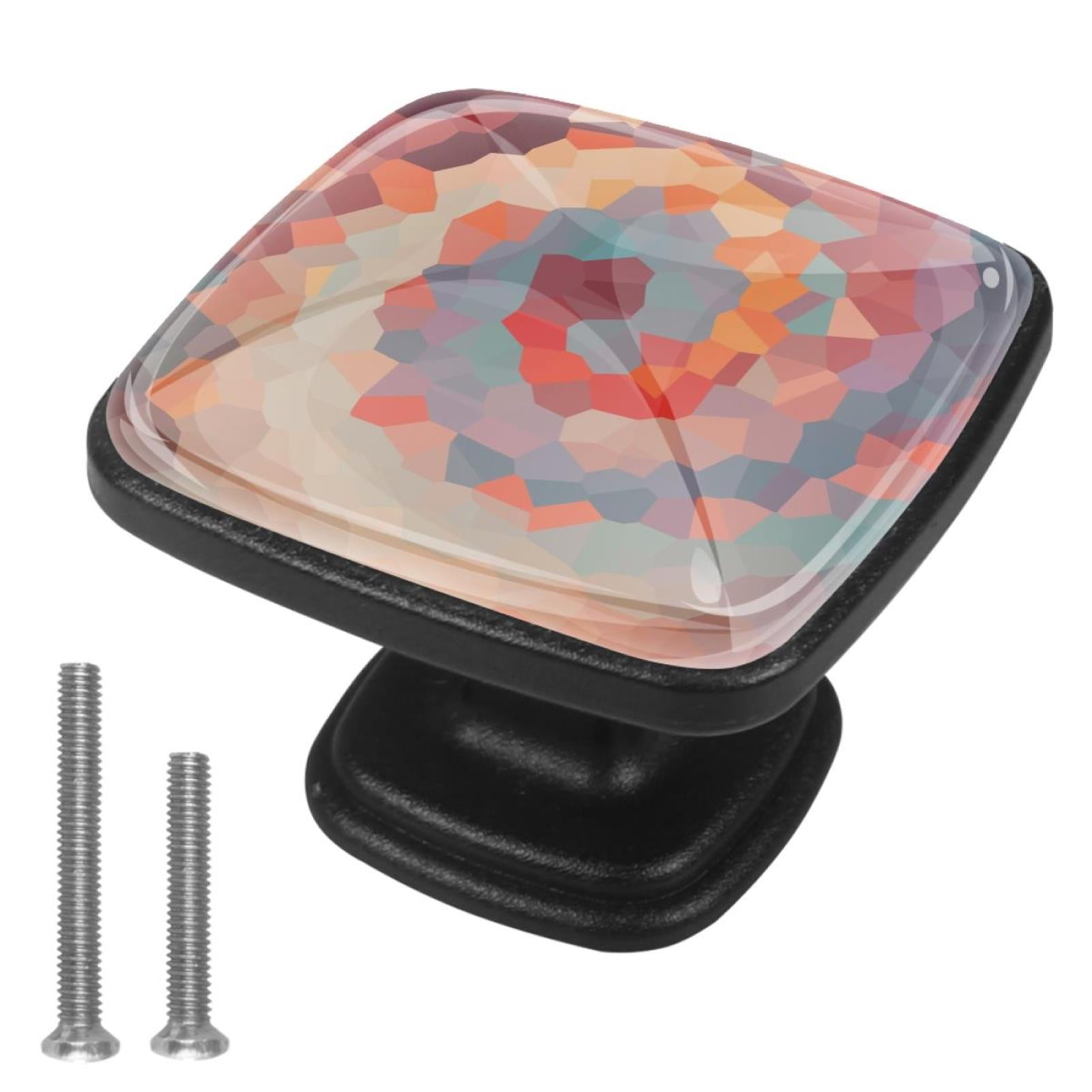 4 Pcs Cabinet Handle Drawer Pulls Abstract Knobs with Screws Square Furniture Office Cabinet ...
