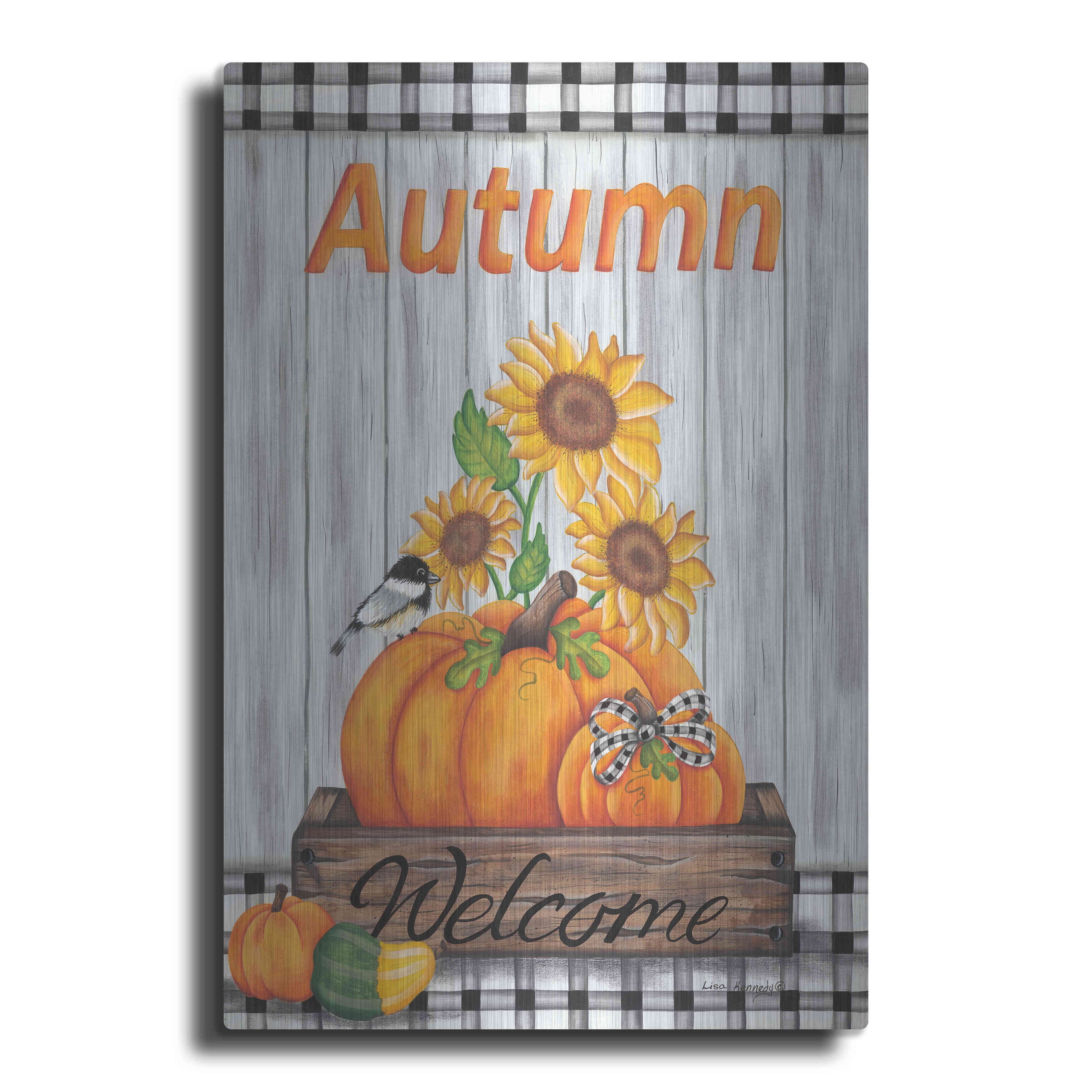 Luxe Metal Art 'Autumn Welcome' by Lisa Kennedy, Metal Wall Art, 12"x16 ...