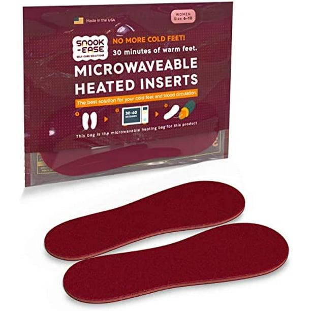 Snook-Ease Reusable Heated Slipper Shoe Inserts for Instantly Warm Feet ...