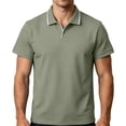 Ceisia Men's Solid Color Short Sleeve Polo Shirt With Contrast Collar ...