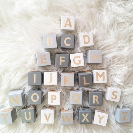 Letters Wooden Cubes Pine Wood 26 Alphabet Blocks Toy Diy Decoration ...