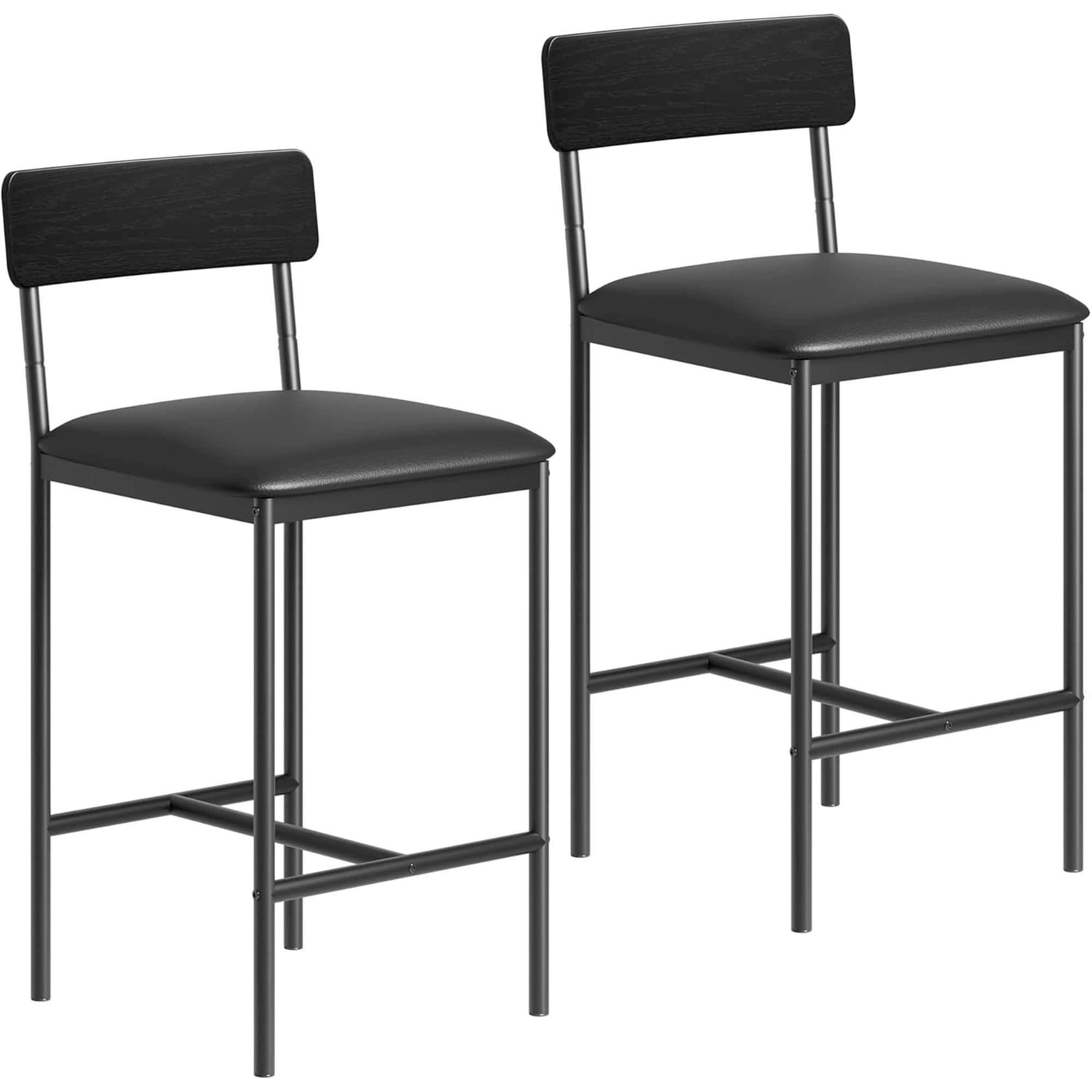 Click here for Nobrand Black Bar Stools Set Of 2 With Backrest An... prices