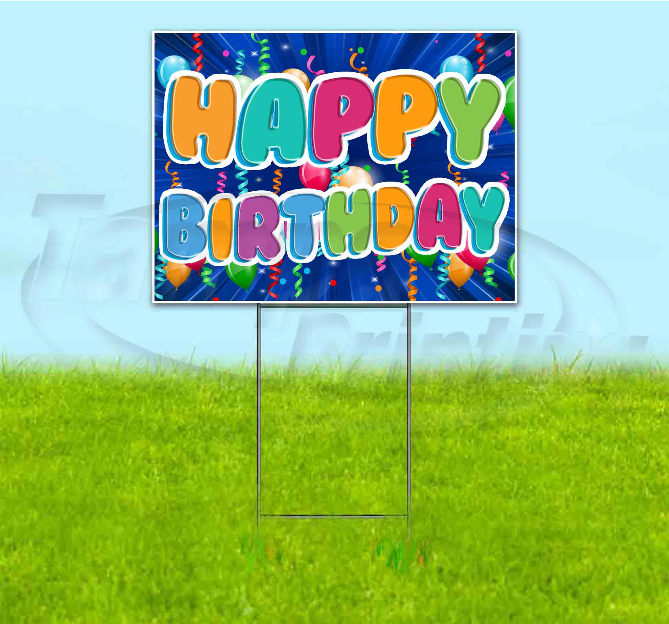 Happy Birthday Balloons (18" X 24") Yard Sign, Includes Metal Step ...