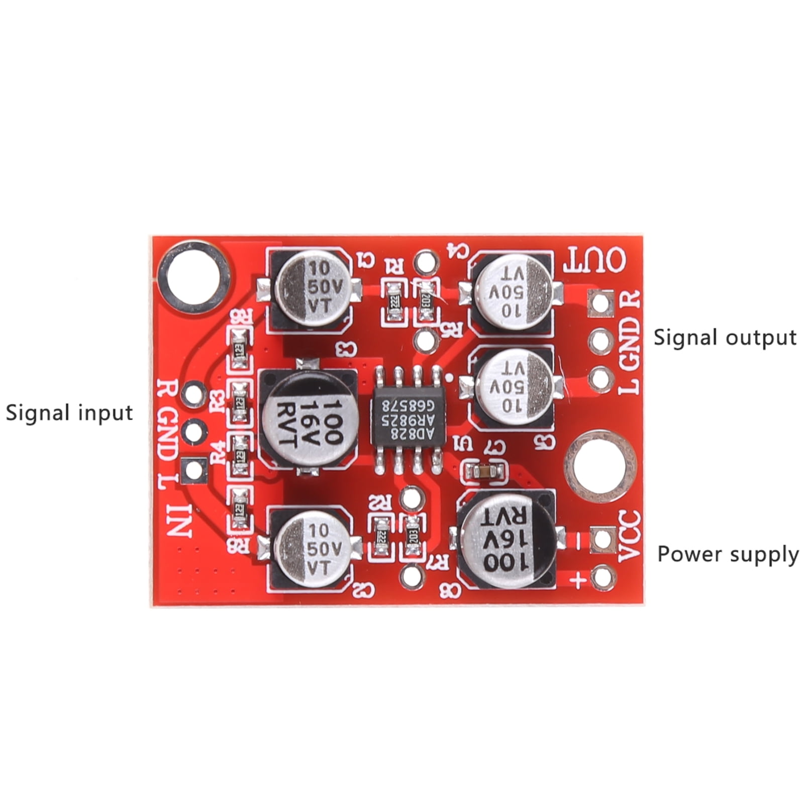 Buy DC 5V-15V 12V AD828 Stereo Preamp Power Amplifier Board ...