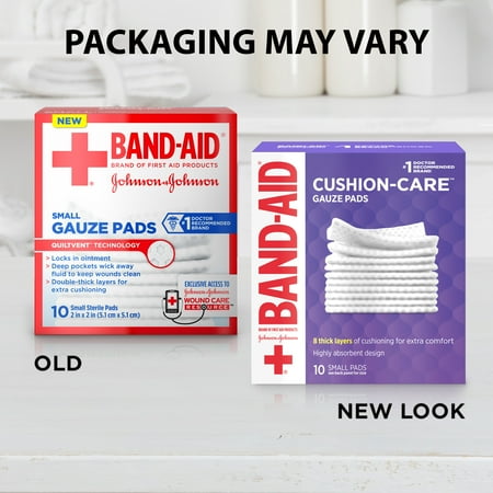 Band-Aid Brand Cushion Care Gauze Pads, Small, 2 in x 2 in, 10 ct ...