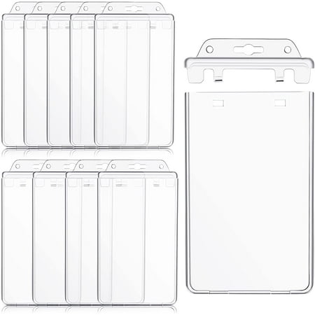 10 Pieces Locking ID Badge Holder Clear Hard Plastic Badge Holder ...