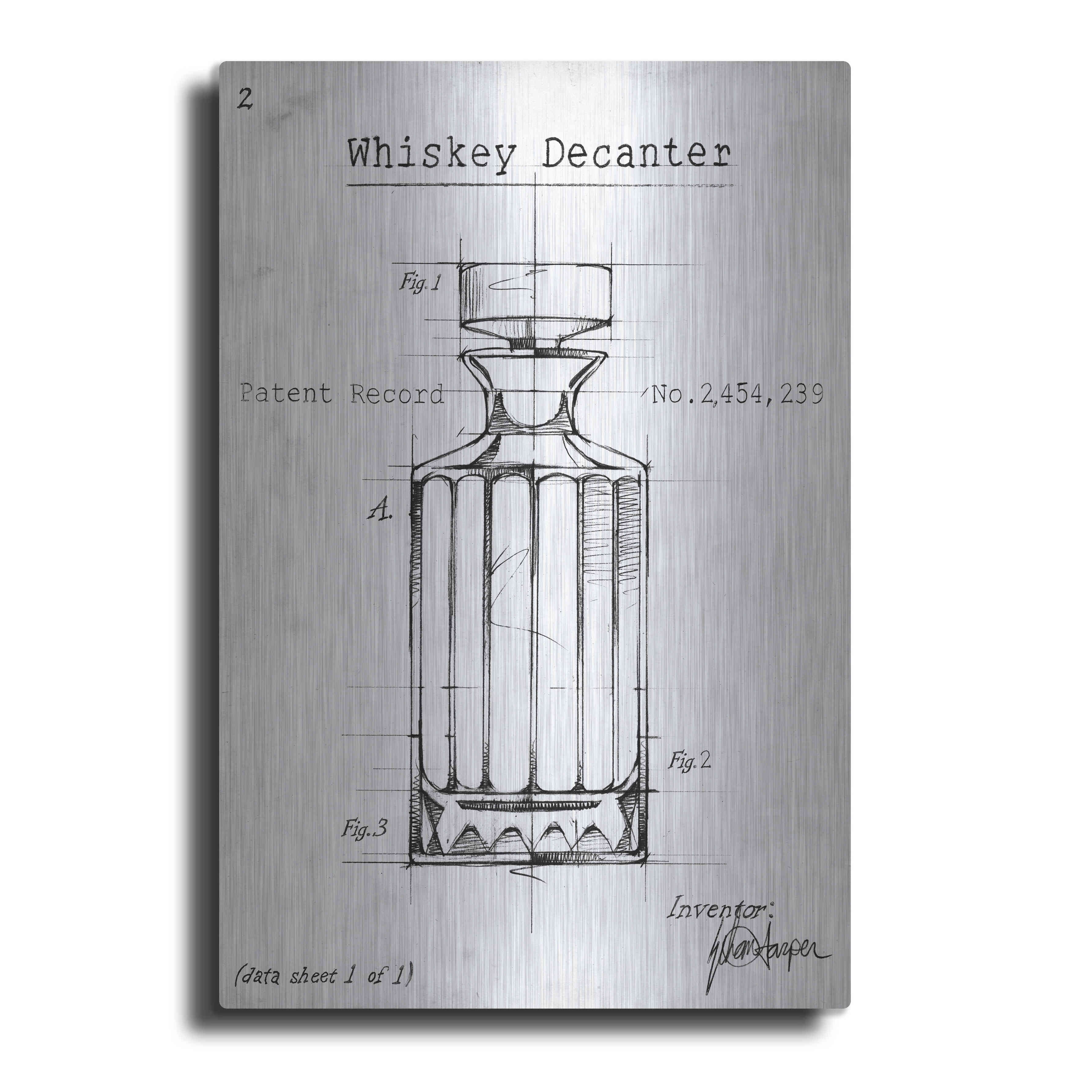 Luxe Metal Art 'Barware Blueprint VII' by Ethan Harper, Metal Wall Art ...