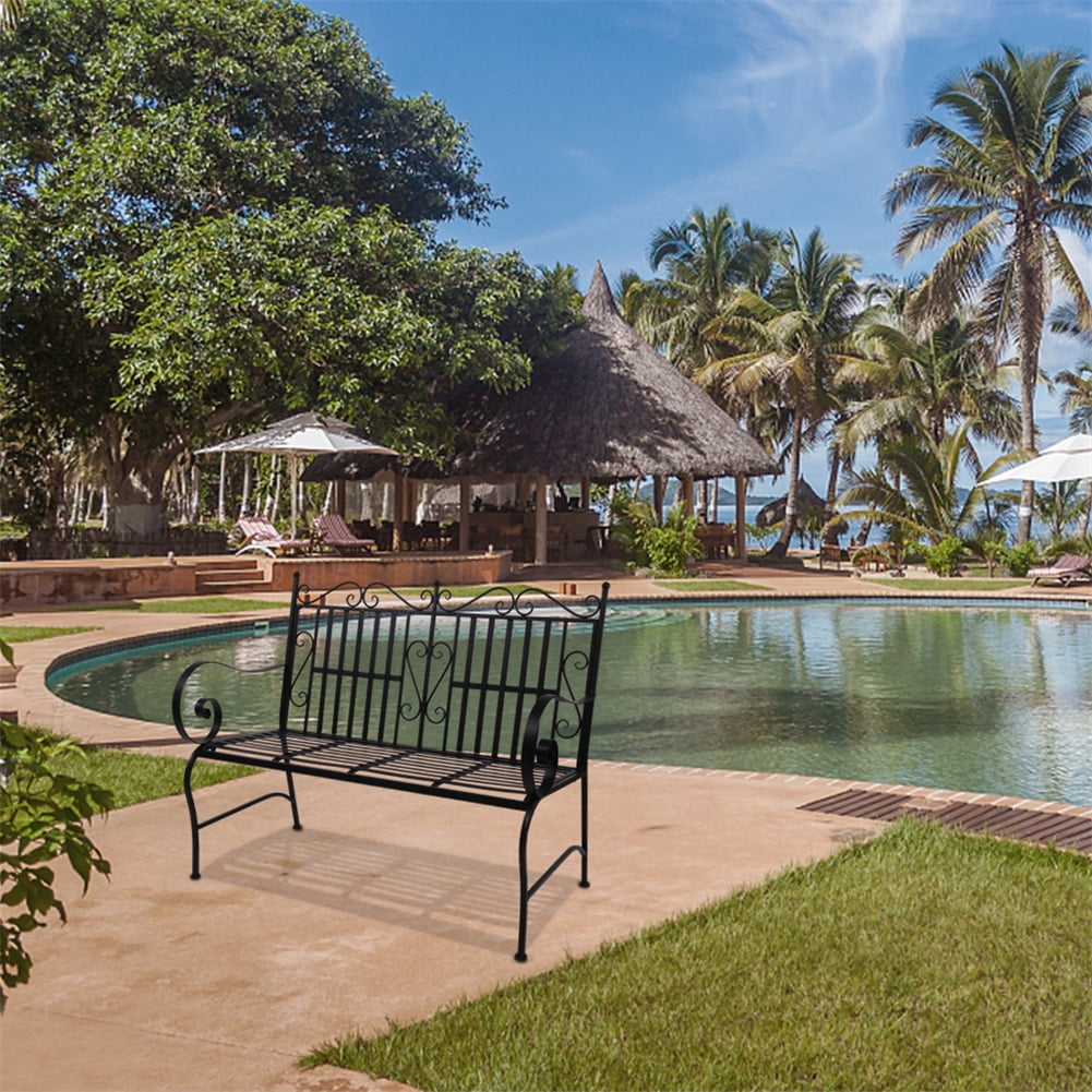 Cfowner 45in Iron Garden Bench, Patio Furniture Chair for Outdoor, Park ...