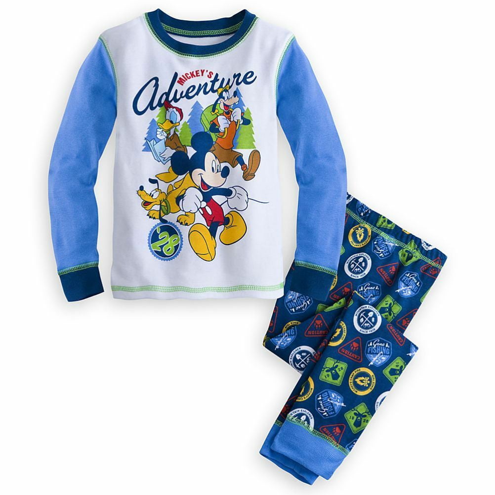 Disney Store Mickey Mouse 2 Pc Long Sleeve Tight Fit Cotton Pajama Set