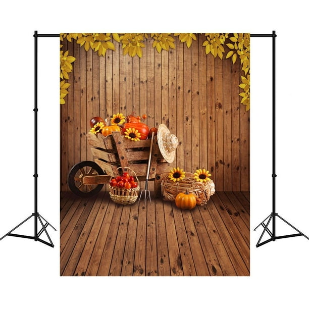 XDDJA Polyester Fabric 5x7ft Photography Backdrops Brown Wood Fruits ...