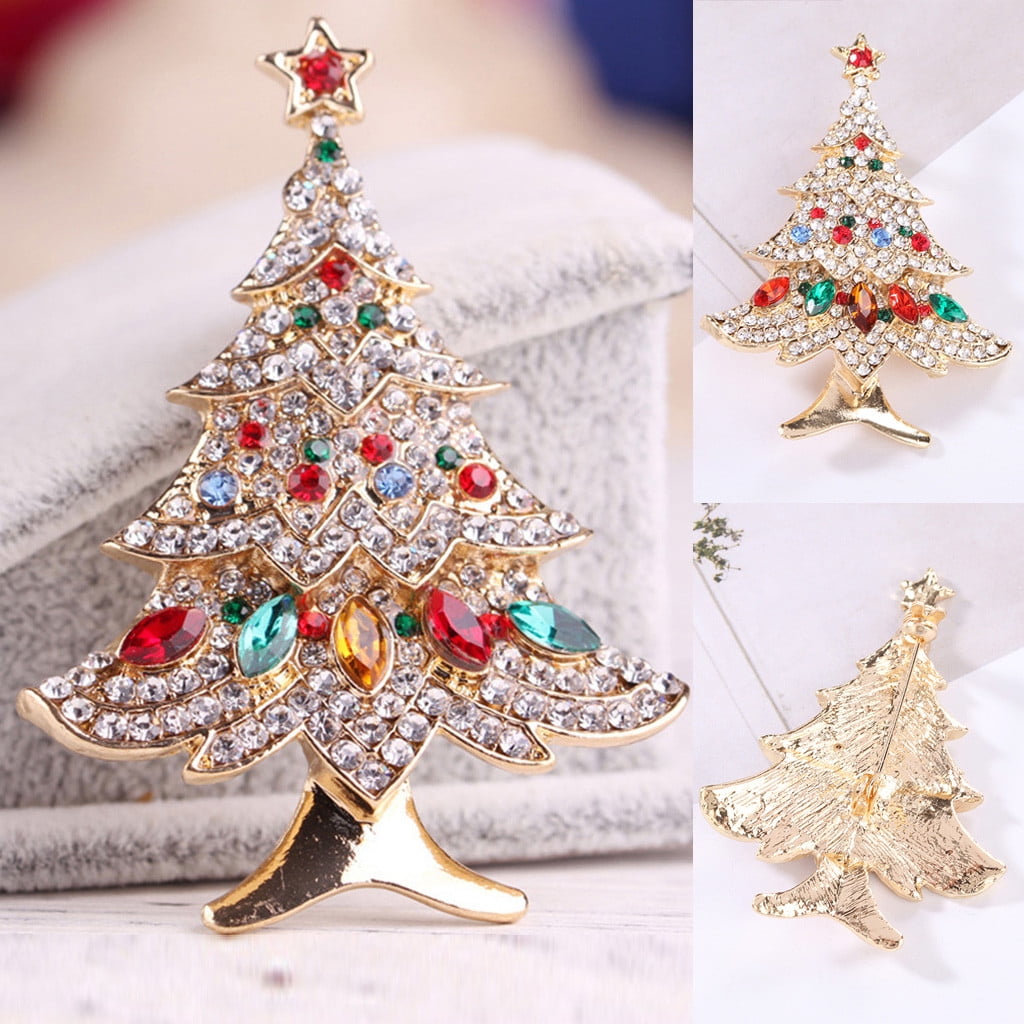 Click here for Vivavault Elegant Festive Christmas Tree Scarf Pin... prices