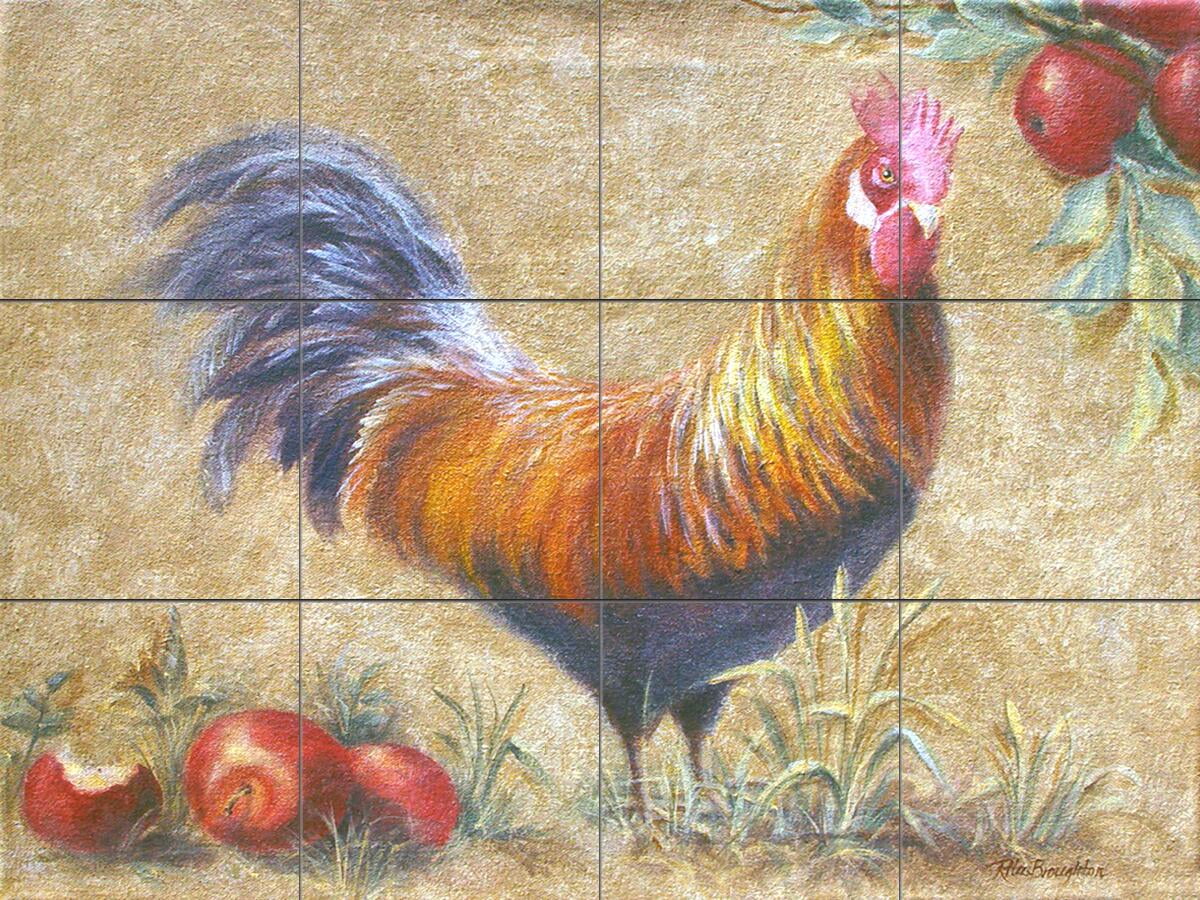 Tile Mural Kitchen Backsplash - Rooster with Apples 1 - by Rita ...