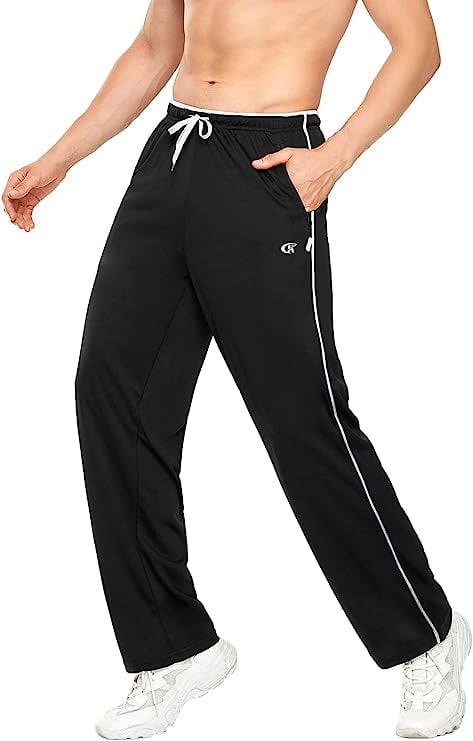 Yundobop Men's Athletic Open Bottom Pants Jogging Bottoms Mesh Men's ...