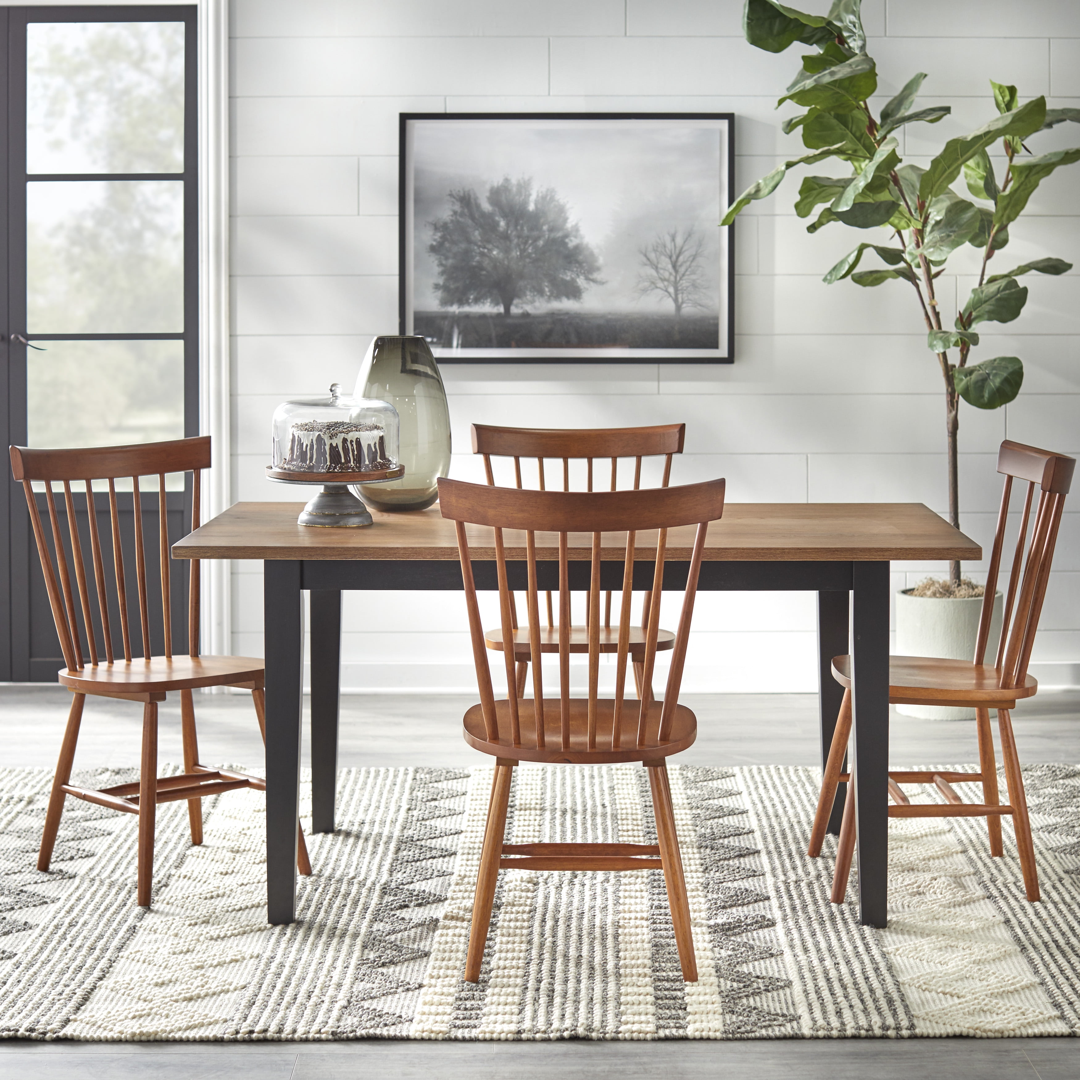 TMS Nashville 5-piece Farmhouse Dining Set, Driftwood and Walnut ...