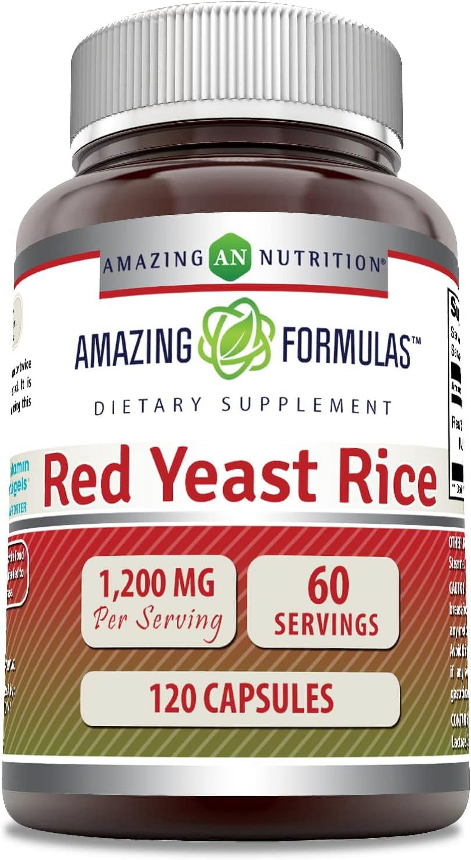 Amazing Formulas Red Yeast Rice | 1,200 Mg Per Serving | 60 Servings ...