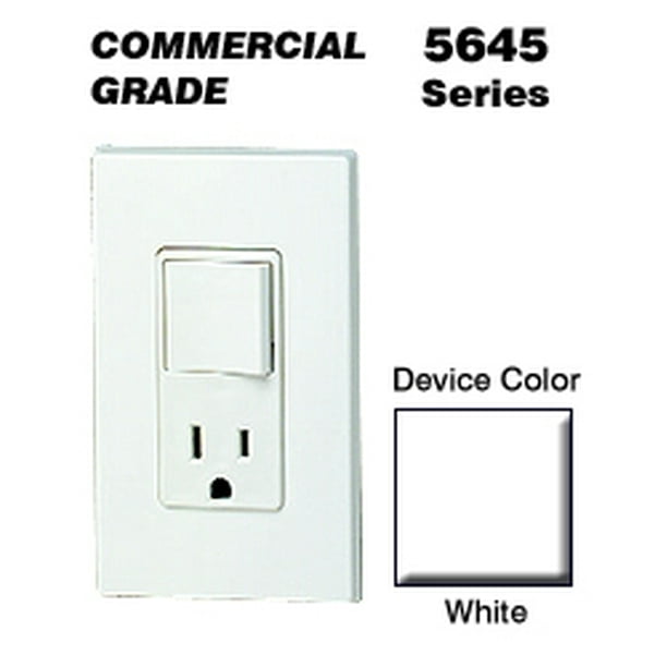 Leviton 5645-W Decora Combo Switch/Receptacle 3-Way/5-15R 15A 125V ...