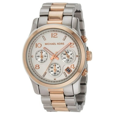 Michael Kors Mini Slim Runway 34mm Steel Rose Dial Quartz Ladies Watch ...