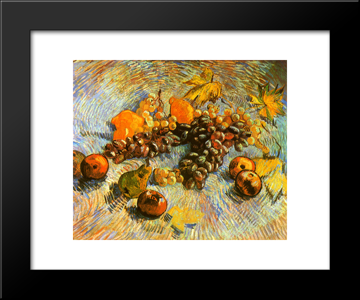 Still Life with Apples, Pears, Lemons and Grapes 20x24 Framed Art Print ...