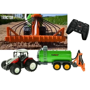 Korody 1:24 Remote Control Big Farm Tractor Toy, 8-Wheel Blue Diecast ...