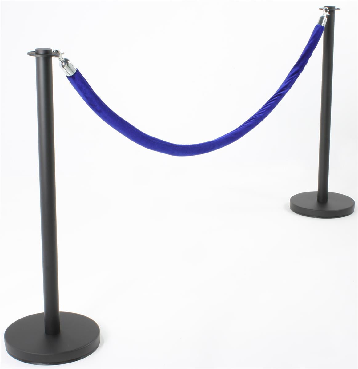 Crowd Control Pole Set - (2) 39"h Matte Black Stanchion Posts with a 78 ...