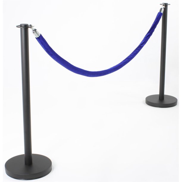 Crowd Control Pole Set - (2) 39"h Matte Black Stanchion Posts with a 78 ...