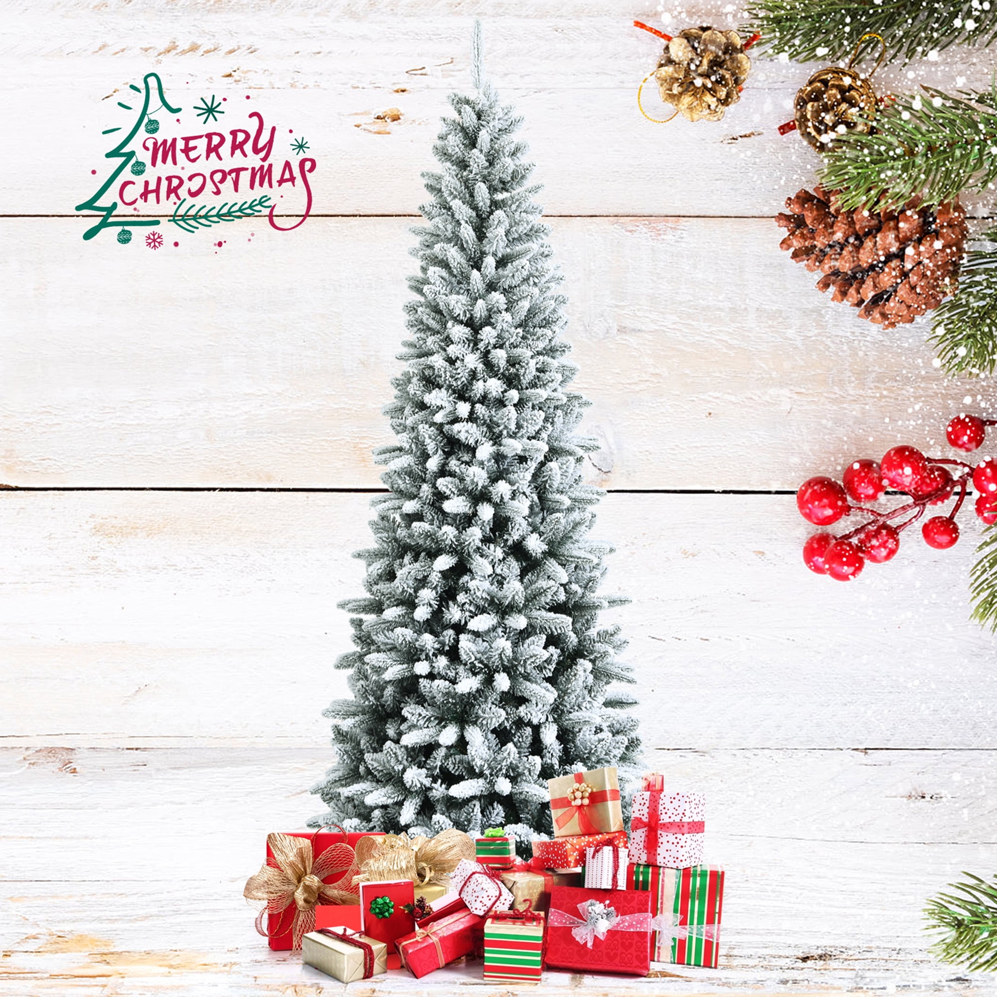 Click here for Gymax 7.5 Ft Artificial Slim Christmas Tree Unlit... prices