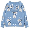 BZSMCE Bear Wearing A Blue Winter Hat Pattern Print Hoodie Casual ...