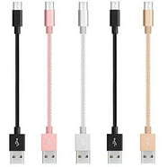 Short Micro to USB A Cable Nylon Braided 5 Pack (Black) - Walmart.com
