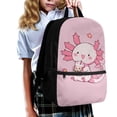 Binienty Pink Axolotl Print School Backpack for Kids, 17 Inch Students ...