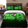 Art Gaming Icons Duvet Cover Set King Size, Multi Panel Neon Letter ...