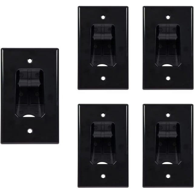 Buyer’s Point Single Gang Pass Through Wall Plate (Black) (5 Pack ...