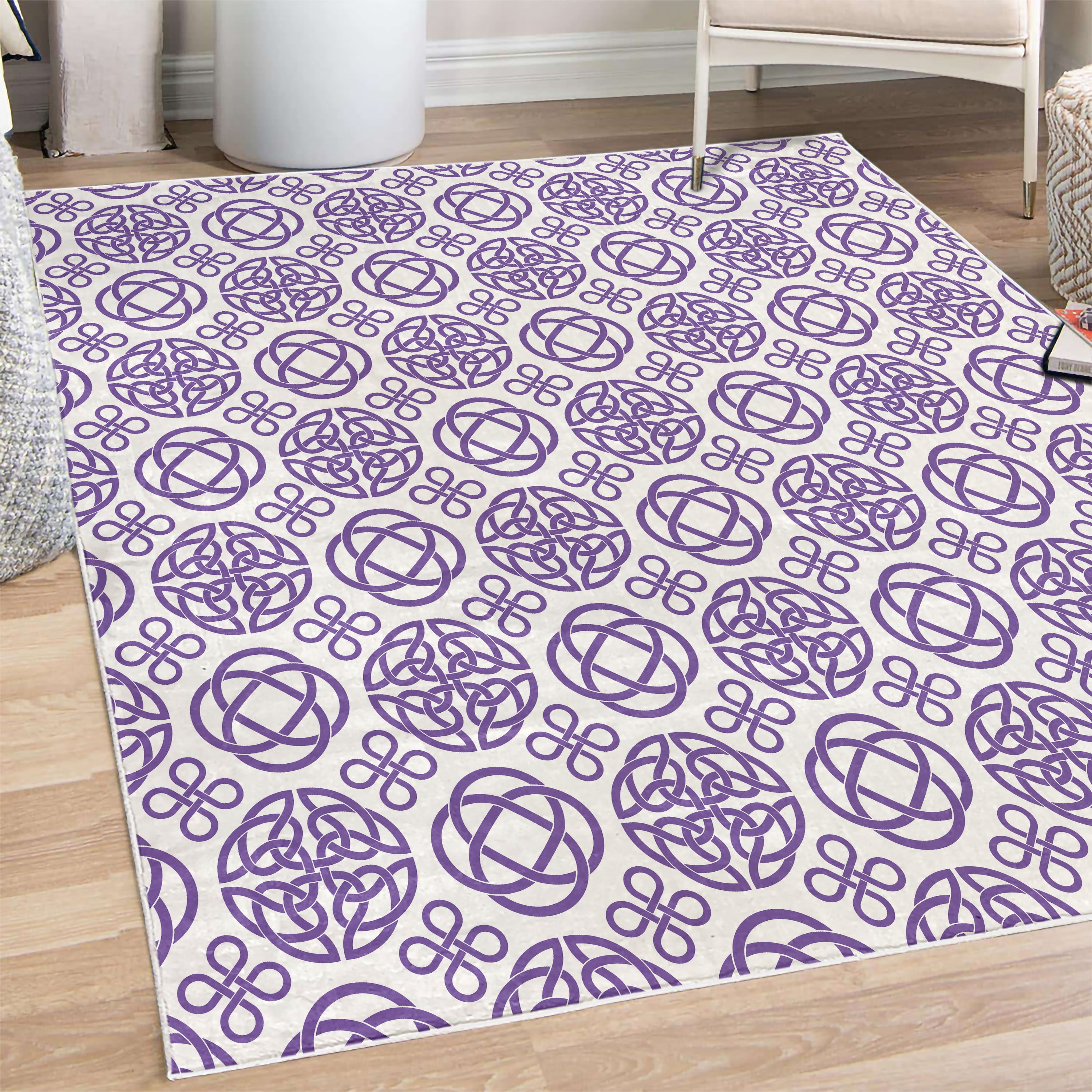 Celtic Decorative Rug, Retro Tribal Circle Knots Eternity Forms Pattern ...