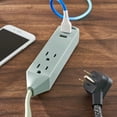 Onn+ 3-Outlet Surge Protector with 2 USB Ports, Green, 3ft Power Cord ...