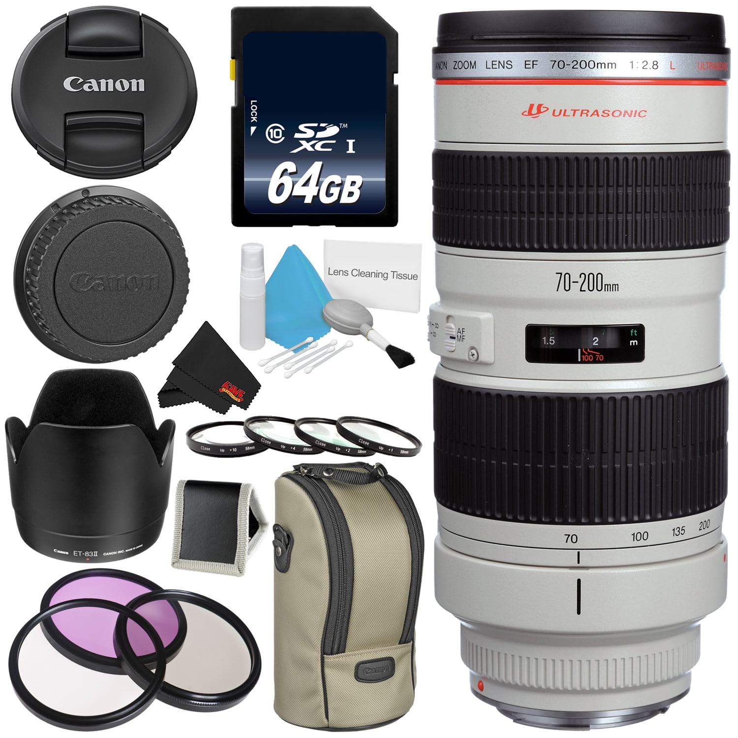 Canon EF 70-200mm f/2.8L USM Telephoto Zoom Lens Bundle for Canon SLR ...