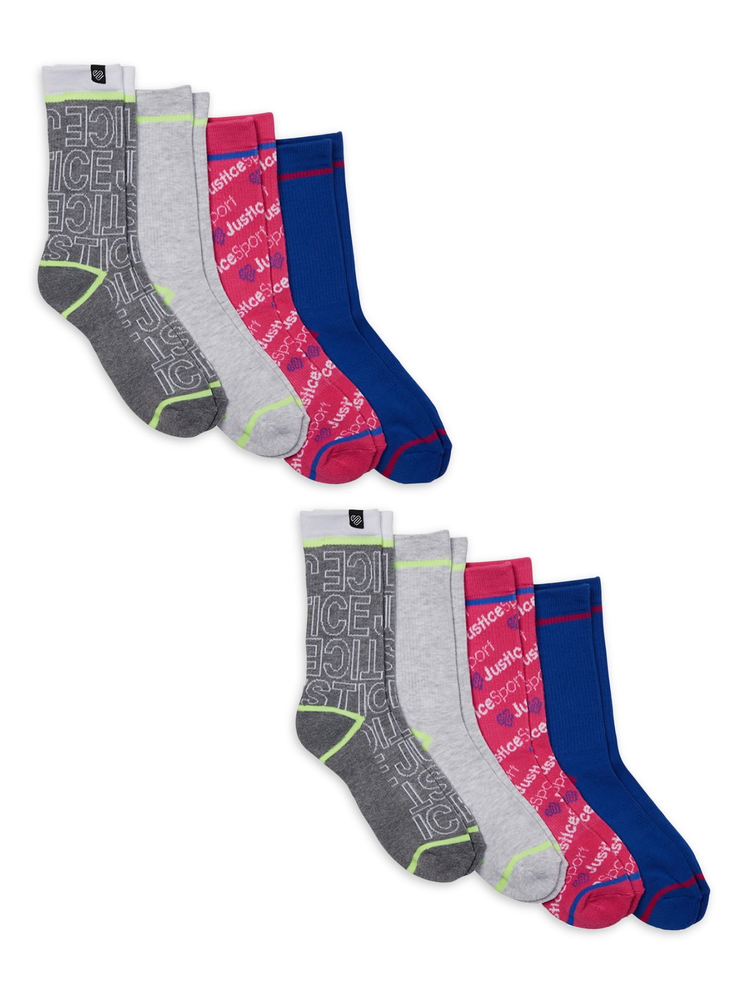 Justice Girls Crew Socks, 8-Pack, Sizes M-L - Walmart.com