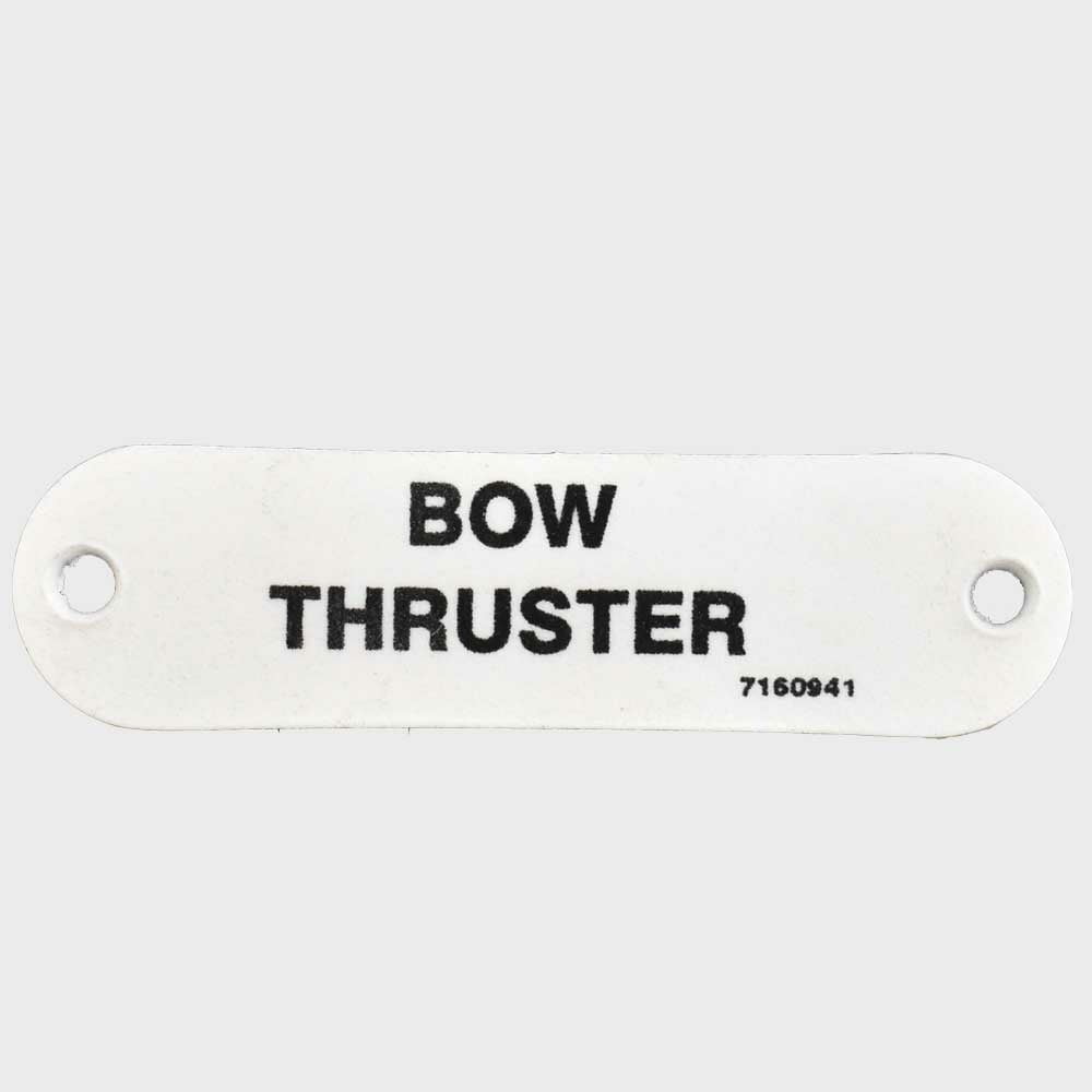 Carver Boat Bow Thruster Label 7160941 | 2 3/4 x 3/4 Inch White Plastic ...